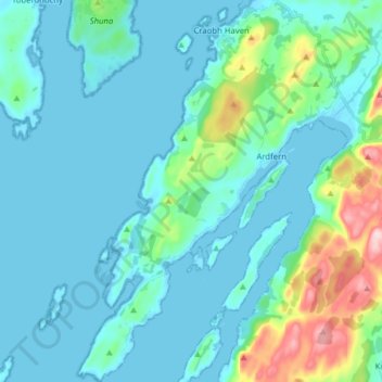 Craignish topographic map, elevation, terrain