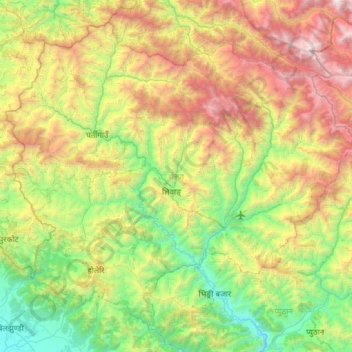 Rolpa topographic map, elevation, terrain