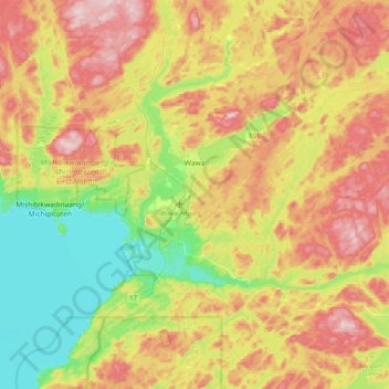 Wawa topographic map, elevation, terrain