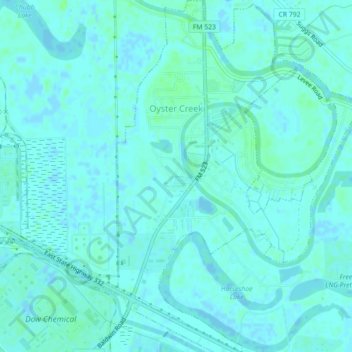 Oyster Creek topographic map, elevation, terrain