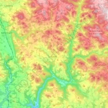 Gutau topographic map, elevation, terrain