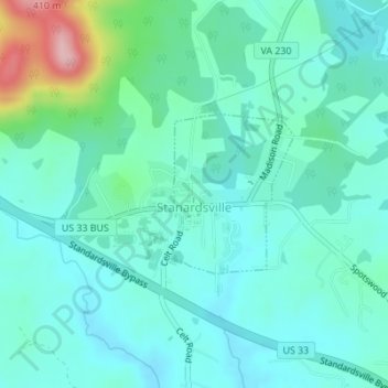 Stanardsville topographic map, elevation, terrain