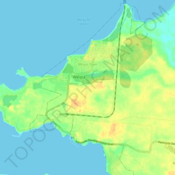 Weipa Town topographic map, elevation, terrain