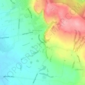 Willington topographic map, elevation, terrain