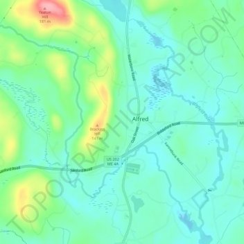 Alfred topographic map, elevation, terrain