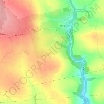 Lisgoold East topographic map, elevation, terrain