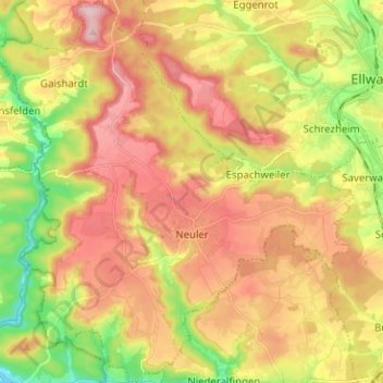 Neuler topographic map, elevation, terrain