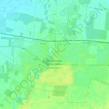 Sidi Slimane topographic map, elevation, terrain
