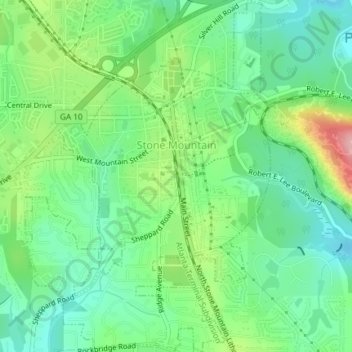 Stone Mountain topographic map, elevation, terrain
