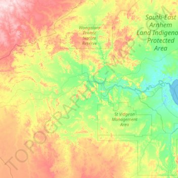 Roper River topographic map, elevation, terrain