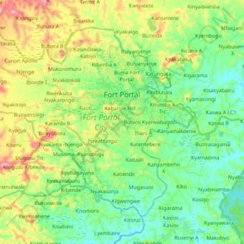 Fort Portal City topographic map, elevation, terrain