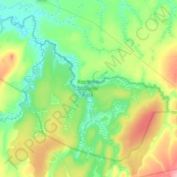 Kasanka National Park topographic map, elevation, terrain