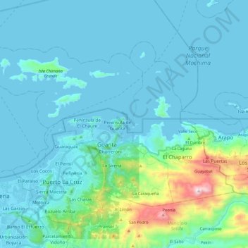 Municipio Guanta topographic map, elevation, terrain