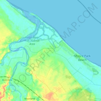 Moore Park Beach topographic map, elevation, terrain