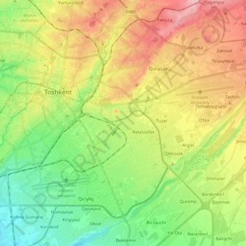 Yashnabad District topographic map, elevation, terrain