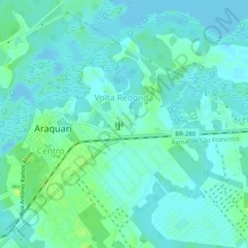 Volta Redonda topographic map, elevation, terrain