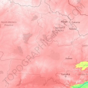Kafue topographic map, elevation, terrain