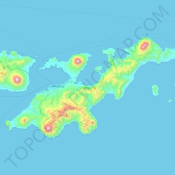 Lembata Island topographic map, elevation, terrain