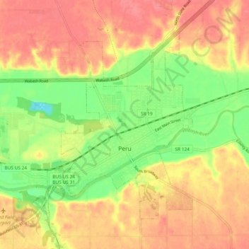Peru topographic map, elevation, terrain
