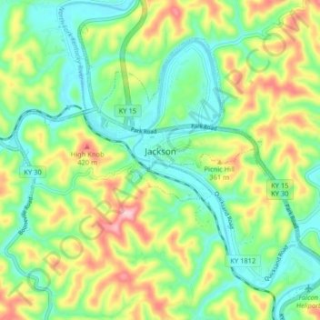 Jackson topographic map, elevation, terrain