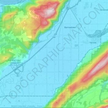 Sumas Prairie topographic map, elevation, terrain