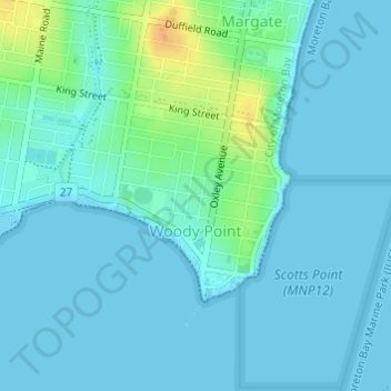 Woody Point topographic map, elevation, terrain