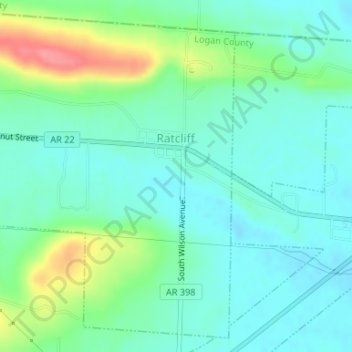 Ratcliff topographic map, elevation, terrain