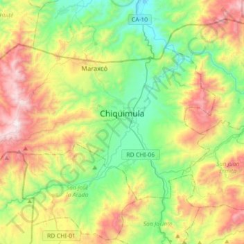 Municipio de Chiquimula topographic map, elevation, terrain