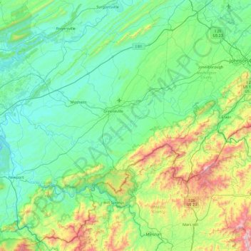 Nolichucky River topographic map, elevation, terrain