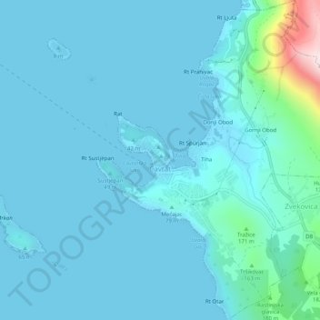 Cavtat topographic map, elevation, terrain