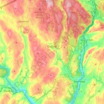 Oxford topographic map, elevation, terrain