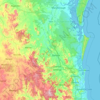 Mary River topographic map, elevation, terrain