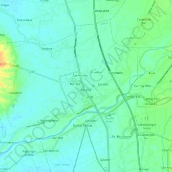 Villasis topographic map, elevation, terrain