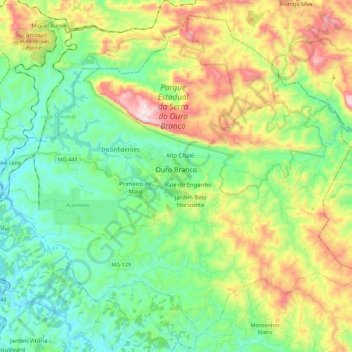 Ouro Branco topographic map, elevation, terrain