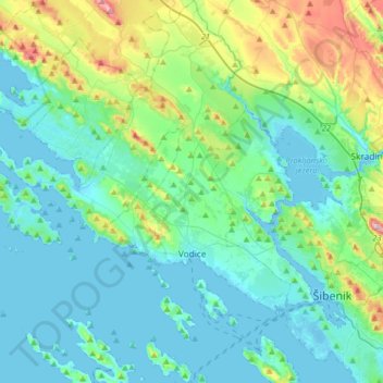 Grad Vodice topographic map, elevation, terrain