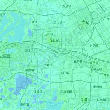 Kunshan topographic map, elevation, terrain