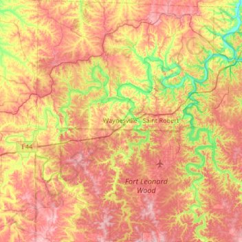 Pulaski County topographic map, elevation, terrain