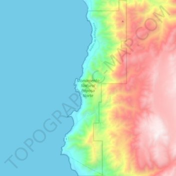 Monumento Natural Paposo Norte topographic map, elevation, terrain