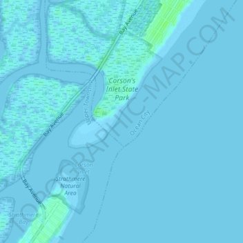 Corson's Inlet State Park topographic map, elevation, terrain