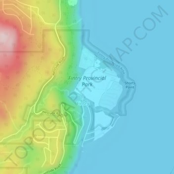 Fintry Provincial Park topographic map, elevation, terrain