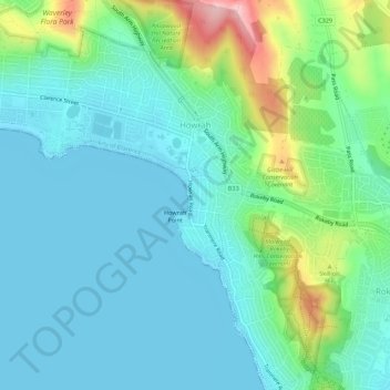 Howrah topographic map, elevation, terrain