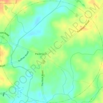 Piedmont topographic map, elevation, terrain