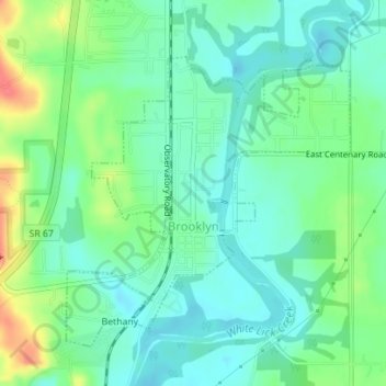 Brooklyn topographic map, elevation, terrain