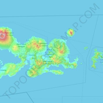 Bima topographic map, elevation, terrain