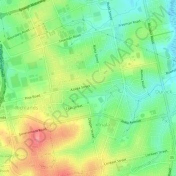 Inala topographic map, elevation, terrain