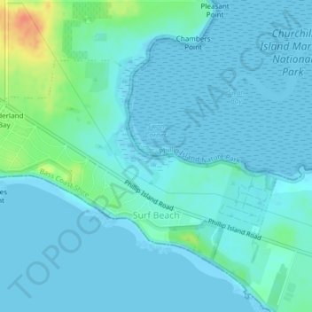 Surf Beach topographic map, elevation, terrain
