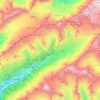 Blatten topographic map, elevation, terrain
