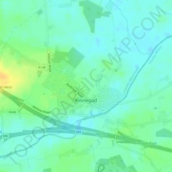 Kinnegad topographic map, elevation, terrain