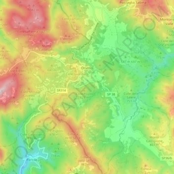 Orvinio topographic map, elevation, terrain