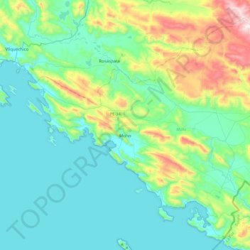Moho topographic map, elevation, terrain